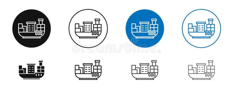 Container Ship Thin Line Vector Icon Set Stock Vector - Illustration of ...