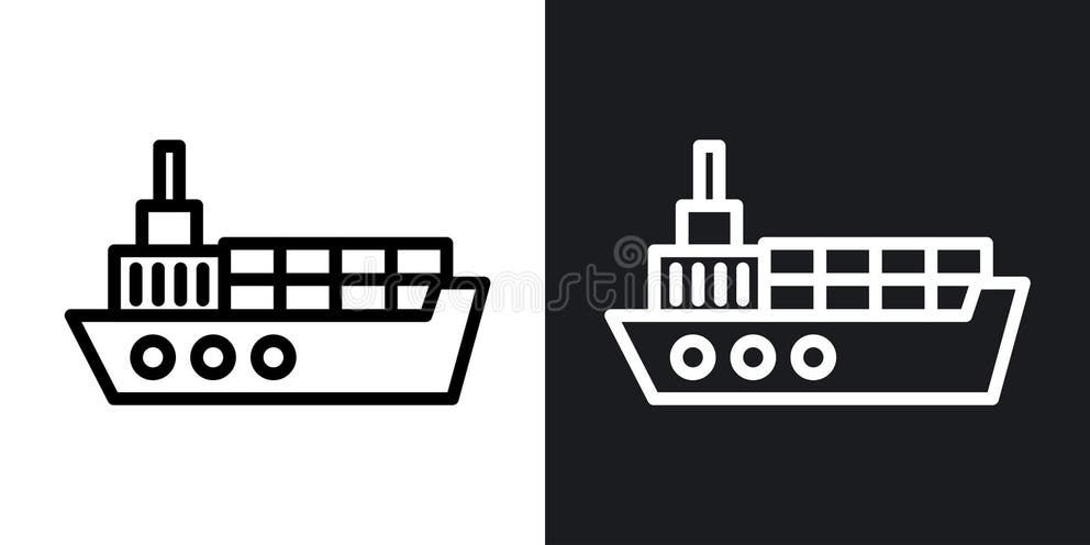 Container Ship Thin Line Vector Icon Set Stock Vector - Illustration of ...