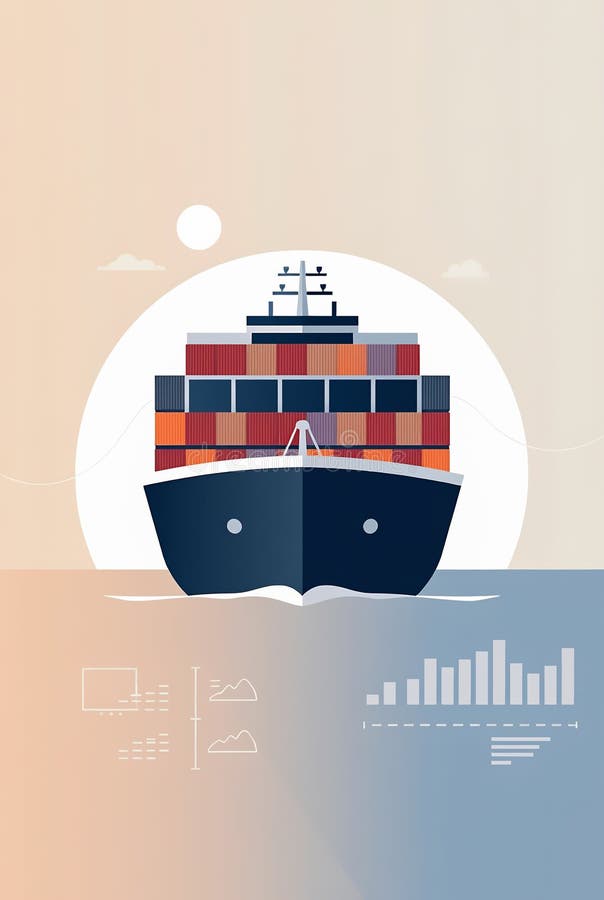 Container Ship Transportation Logistics Illustration with Data ...