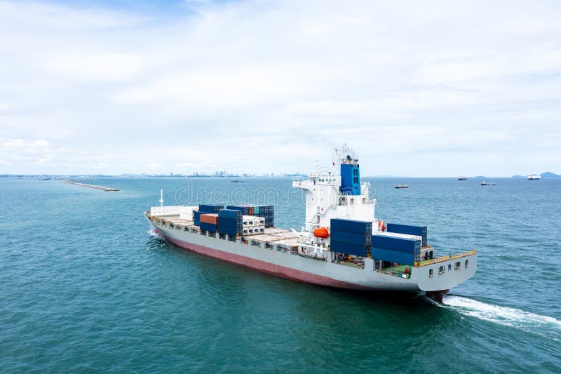 Container Ship Transporting Cargo Logistic To Import Export Goods ...