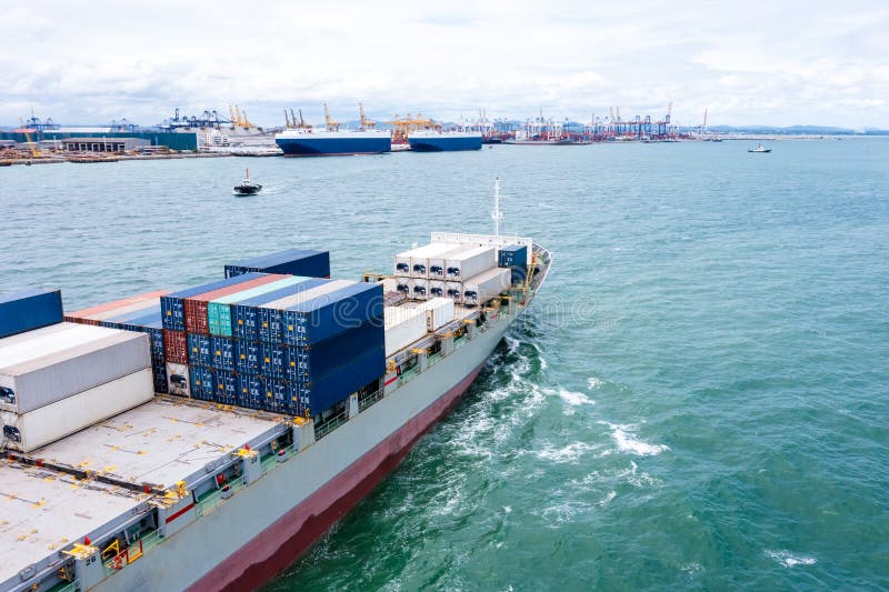 Container Ship Transporting Cargo Logistic To Import Export Goods ...