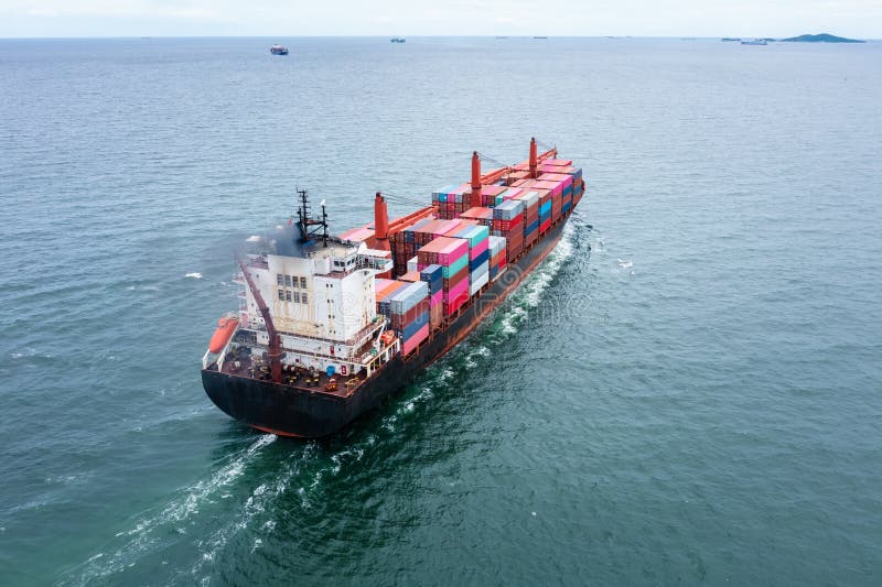 Container Ship Transporting Cargo Logistic To Import Export Goods ...