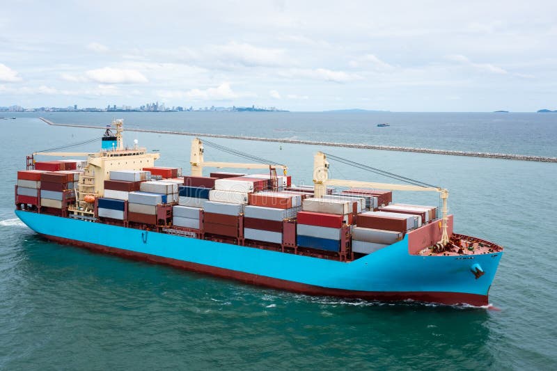 Container Ship Transporting Cargo Logistic To Import Export Goods ...