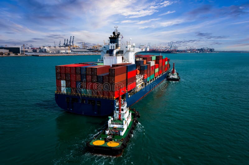 Container Ship Transporting Large Cargo Logistic Import Export Goods ...