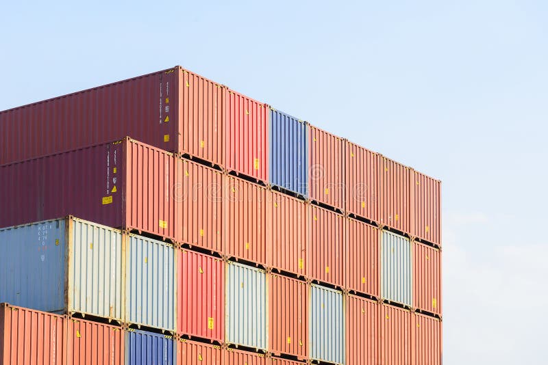 Container in the ship yard editorial photo. Image of stacking - 66836981