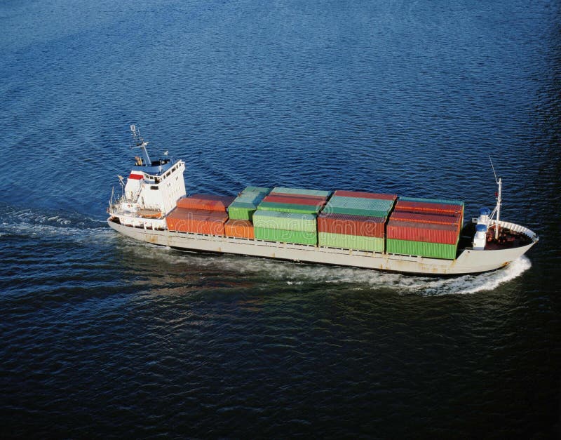 Container barge stock photo. Image of trade, international - 6217102