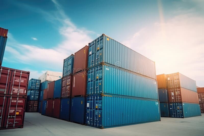 Container Shipping Export, Generated with AI Stock Illustration ...