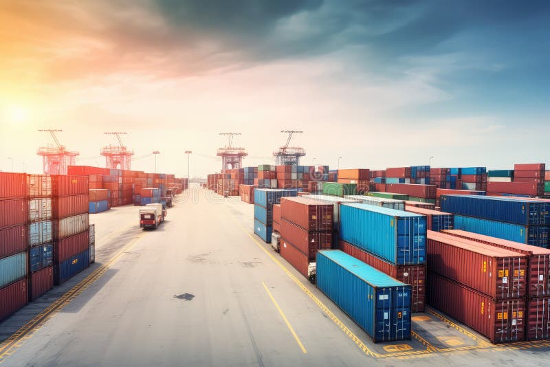 Container Shipping Export, Generated by AI Stock Illustration ...