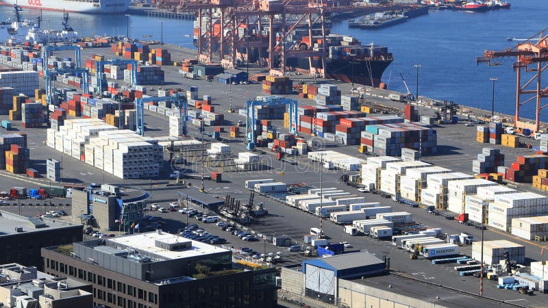 Container Shipping at Seattle, Washington Port Editorial Stock Image ...