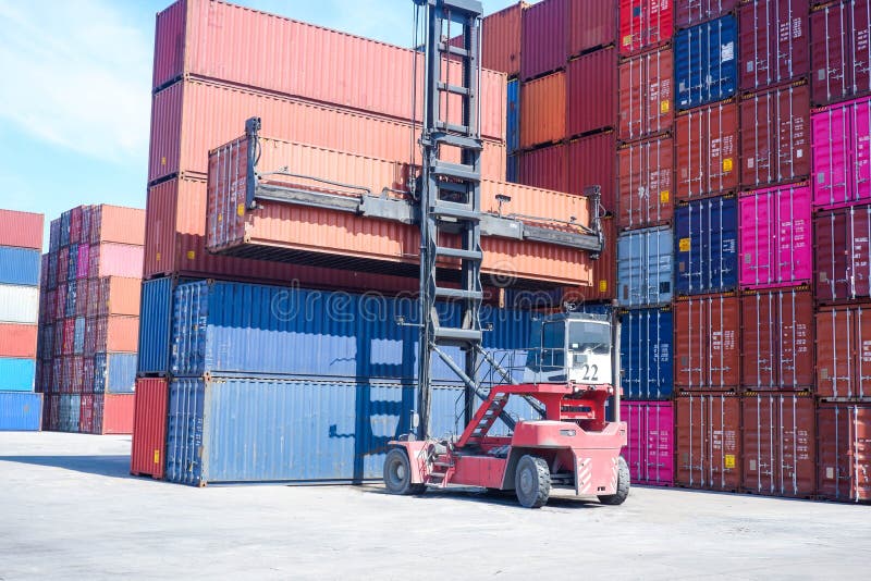 Logistic Container Shipping Boat At Shipping Yard Stock Image - Image ...