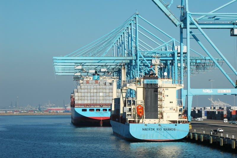 Container Ships Being Unloaded at the Dock Editorial Photography ...