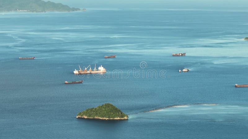 Cargo Ship Over the Blue Sea in the Philippines. Stock Footage - Video ...