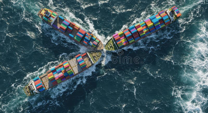 Container Ships Collision stock illustration. Illustration of ocean ...