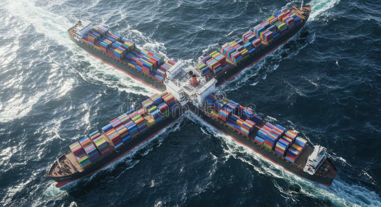 Container Ships Crossing stock illustration. Illustration of industry ...