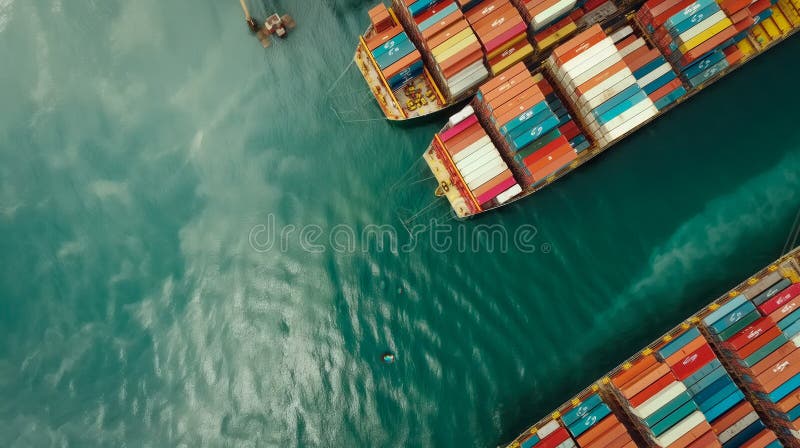 Container Ships at Dock for Export and Import Logistics Stock Photo ...