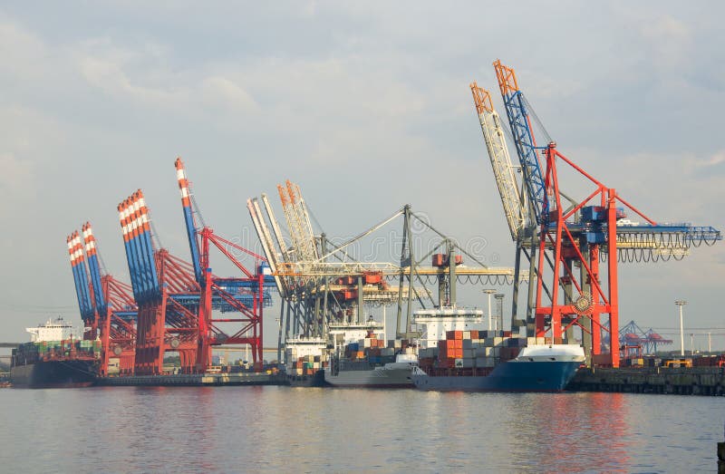 Container ships in harbor stock image. Image of feeder - 31070223