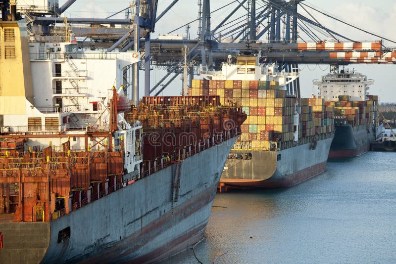 Container ships in port stock photo. Image of daytime - 28162658