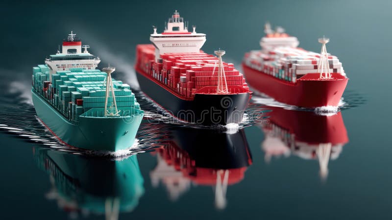 Container Ships Sailing in Formation, Symbolizing Global Trade and ...