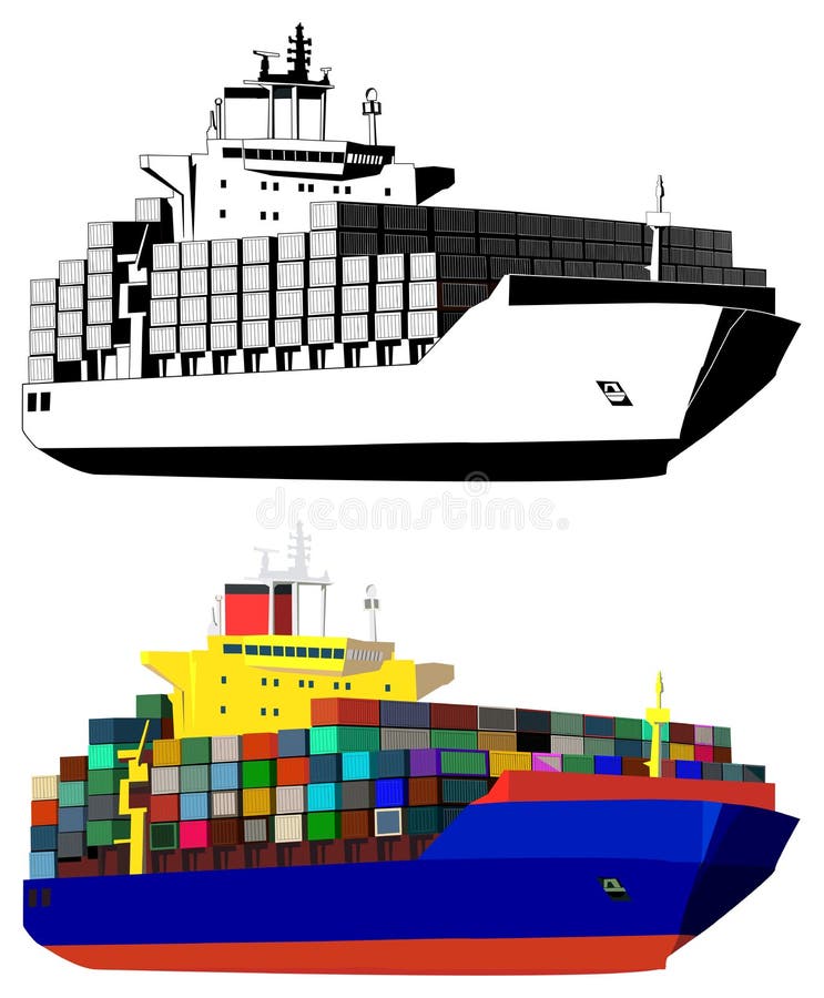 Container Ships, Vector Illustration Stock Vector - Illustration of ...