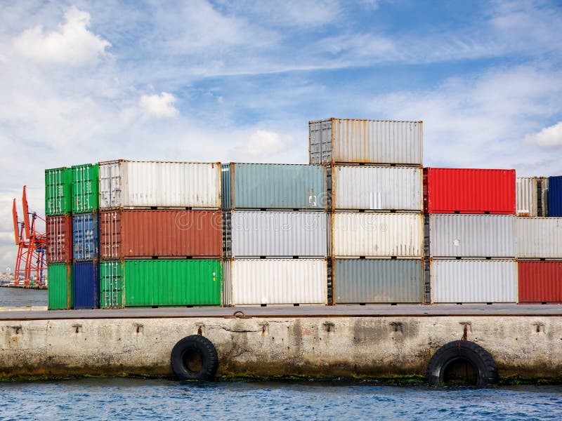 Desert Storm in SUEZ CANAL, Egypt. Large Container Ship in Convoy ...