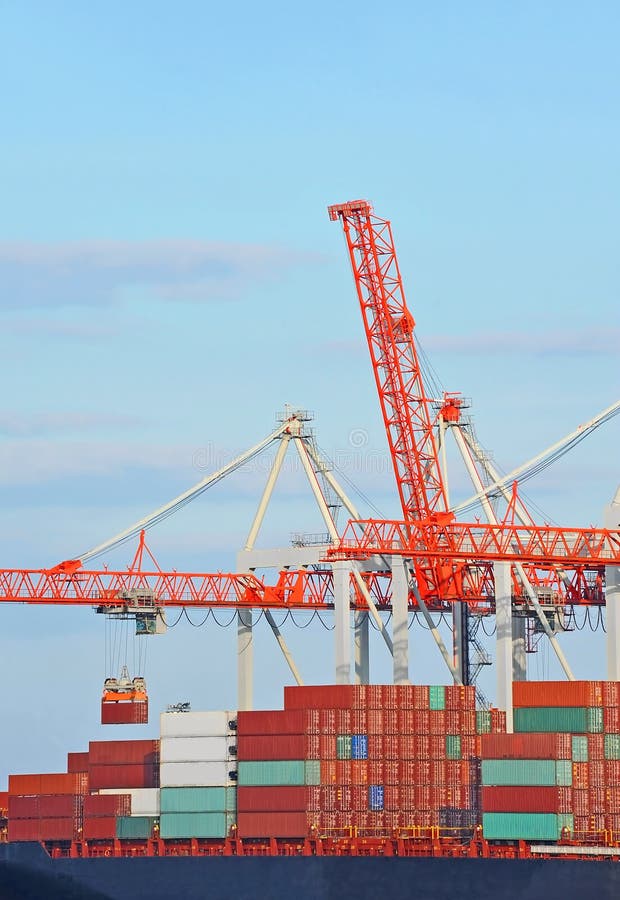 Container Stack on Freight Ship Stock Image - Image of gantry, quayside ...
