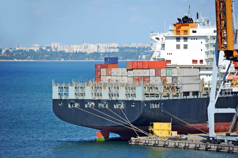 Container Stack on Freight Ship Stock Image - Image of container ...