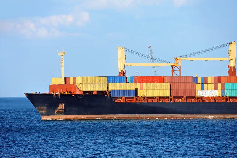 Container Stack on Freight Ship Stock Image - Image of hithe, industry ...
