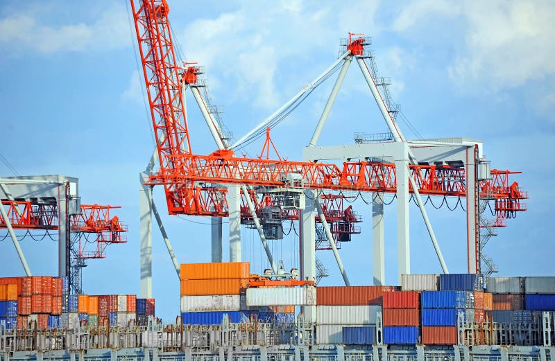 Container Stack on Freight Ship Stock Image - Image of port, device ...