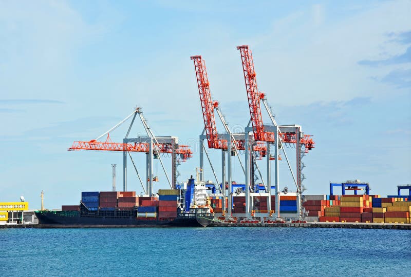 Container Stack on Freight Ship Stock Photo - Image of loading, bunder ...