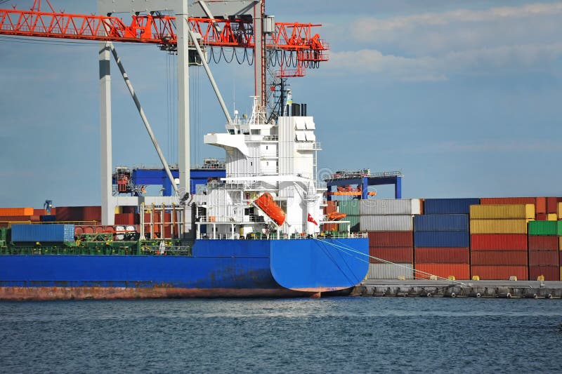 Container Stack, Ship and Tugboat Stock Image - Image of odessa, device ...