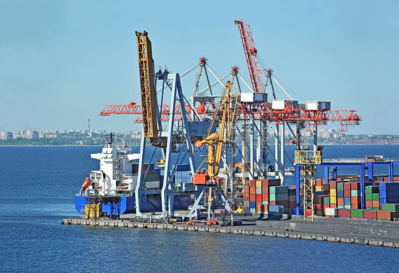 Container Stack on Freight Ship Stock Image - Image of odessa, quay ...