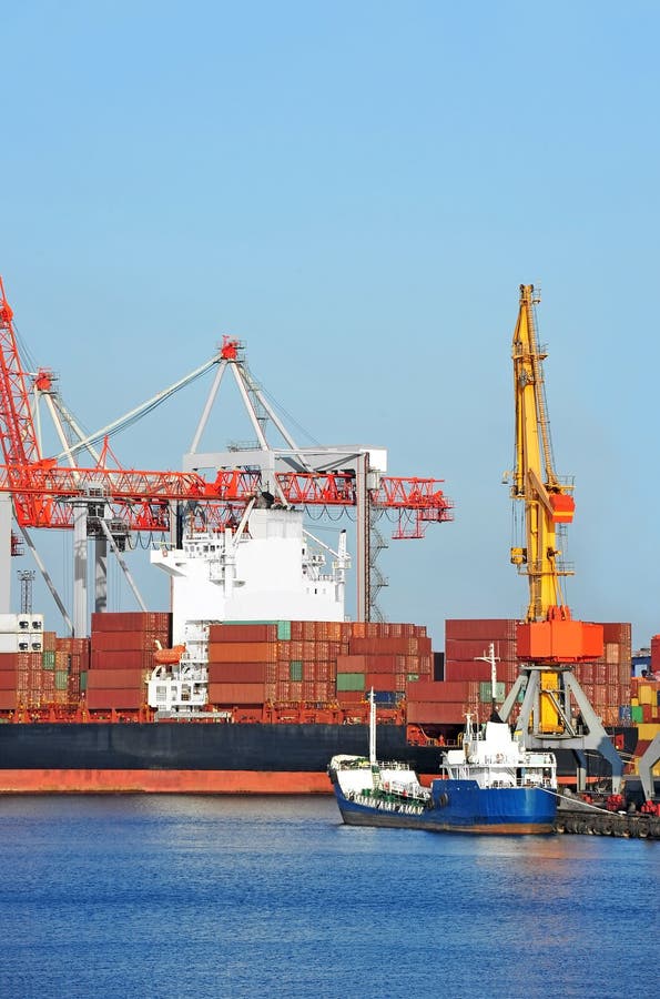 Container Stack on Freight Ship Stock Image - Image of crane, machinery ...