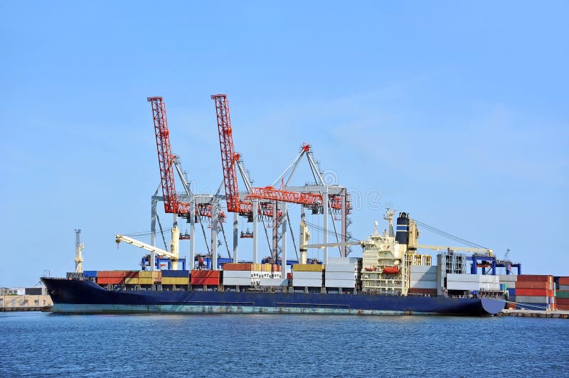 Container Stack on Freight Ship Stock Photo - Image of boat, industry ...