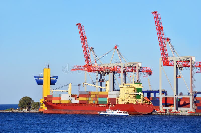 Container Stack on Freight Ship Stock Image - Image of boating, port ...