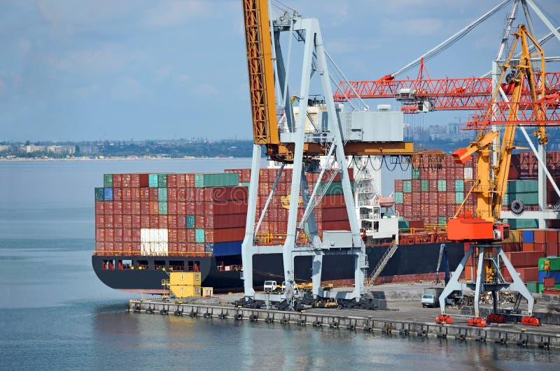 Container Stack on Freight Ship Stock Photo - Image of odessa, device ...