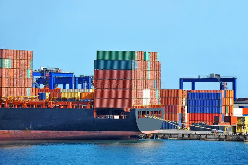 Container Stack on Freight Ship Stock Image - Image of nautical, export ...