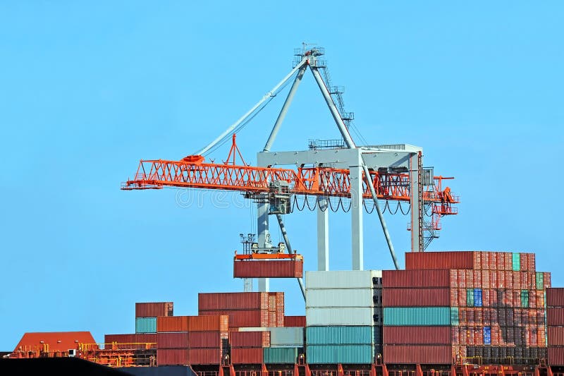 Container Stack on Freight Ship Stock Image - Image of gantry, quayside ...