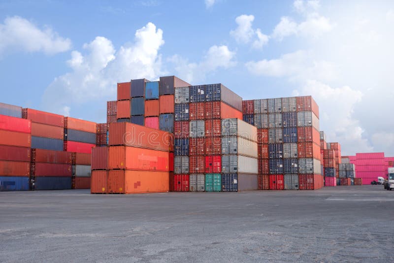 Container Stack for Packing Goods for Morning Import and Export Stock ...