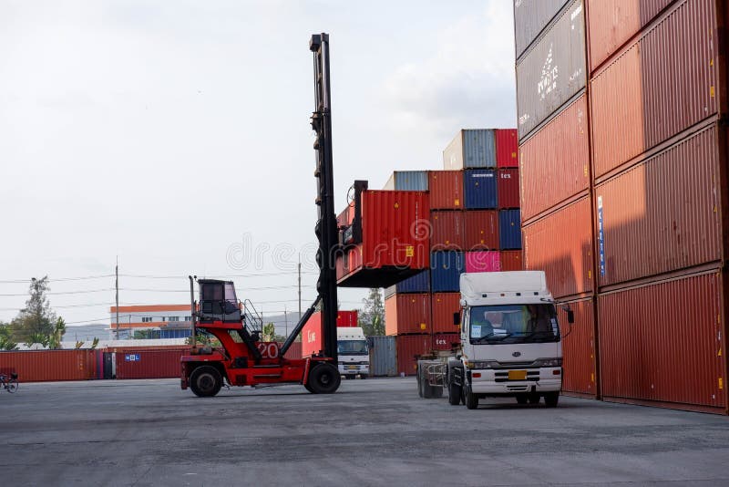 Container Stack for Packing Goods for Morning Import and Export Stock ...