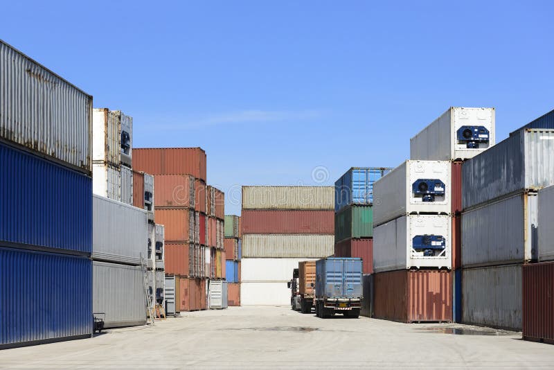 The Container Stack at Ship Yard Stock Image - Image of import ...