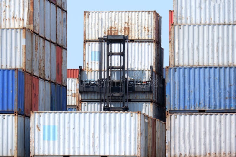 Container Stack in the Container Yard Industry Perspective Stock Photo ...