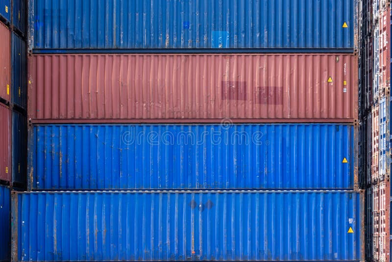 Container Stacked High, Became a Great Wall Stock Photo - Image of ...