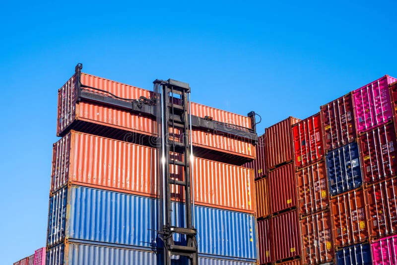 Container Storage View in a High Stack Stock Image - Image of ...