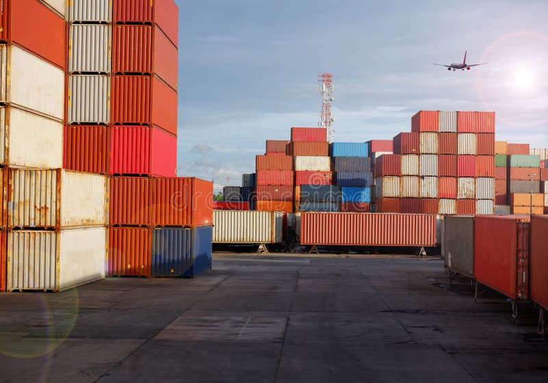 Container Storage Yard International Trade Perspective Stock Photo ...