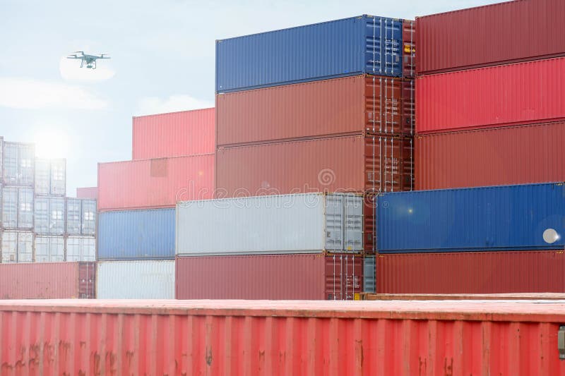 Container Storage Yard International Trade Perspective Stock Photo ...