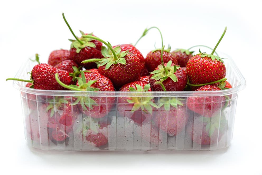 Container with Strawberries Stock Image - Image of white, strawberry ...