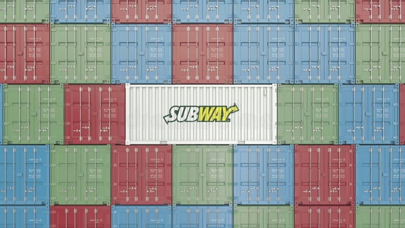 Container with Subway Corporate Logo. Editorial 3D Rendering Editorial ...