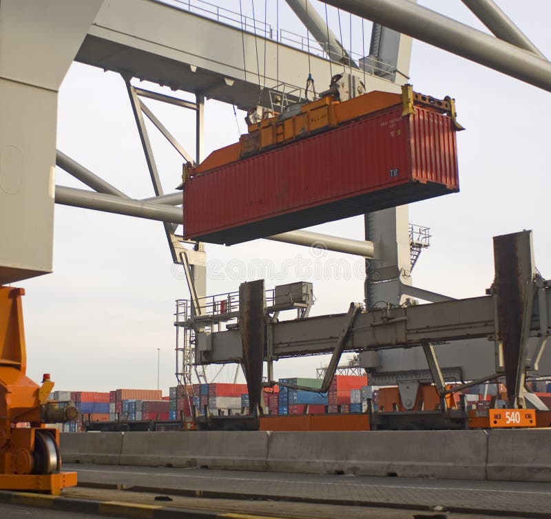 Container Terminal Activity Stock Image - Image of technology, lifting ...