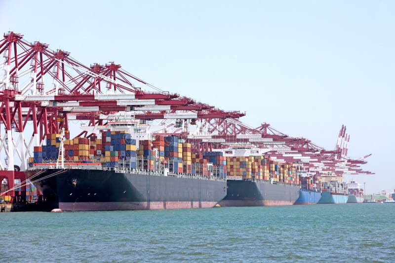 Qingdao Port Container Terminal Editorial Image - Image of bright ...