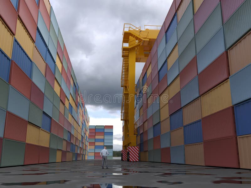 Container Terminal - Freight Container with Kenya Flag. Stock ...